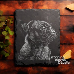 Pug Dog Breed, Laser Engraving PNG File, Slate Coaster Engraved, Dog ...