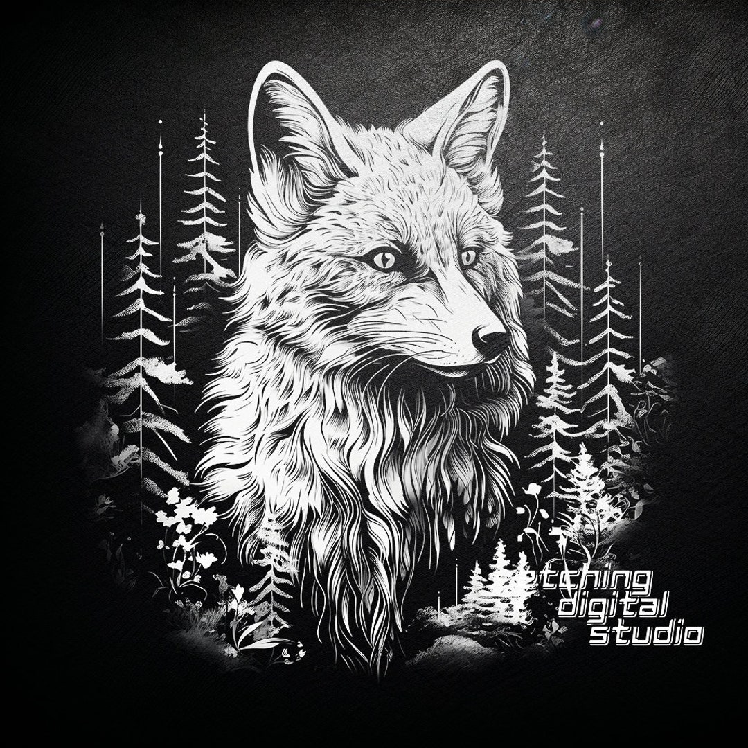Fox in Forest PNG for CNC Laser Engrave, Laser Burn, Glowforge File ...