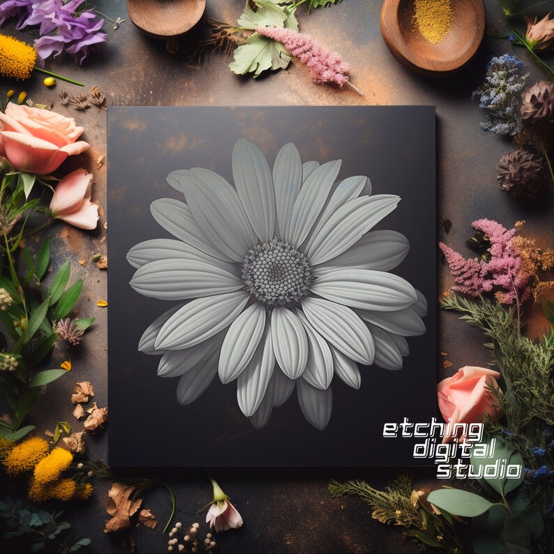Daisy Flower PNG for CNC Laser Engrave, Laser Burn, Glowforge File ...