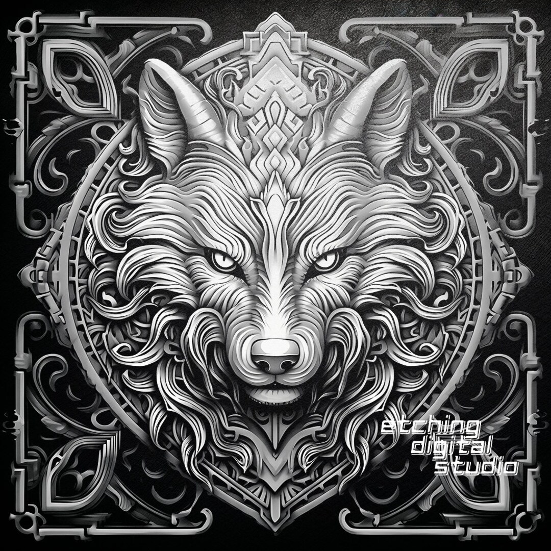 Wolf Tile PNG for CNC Laser Engrave, Laser Burn, Glowforge File ...