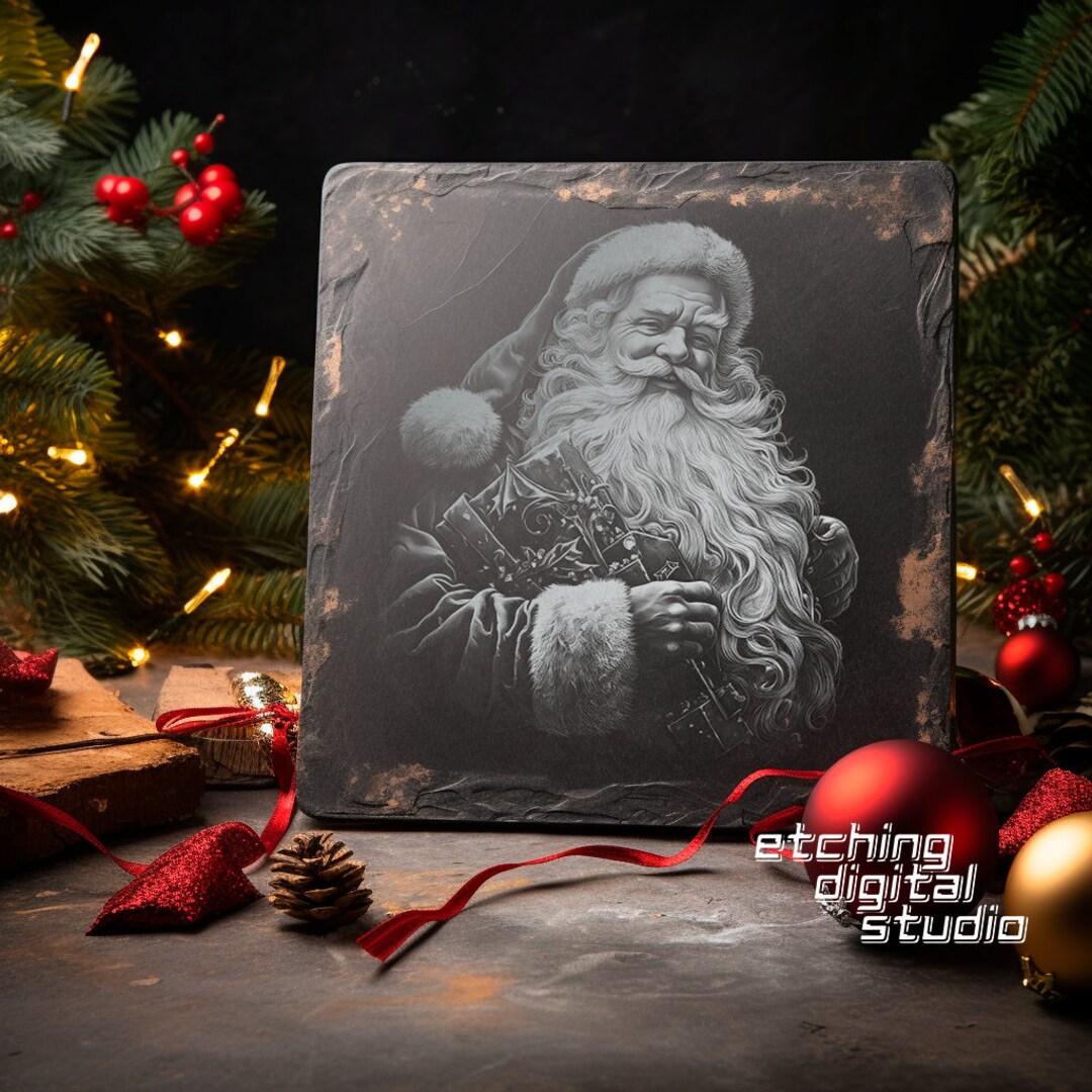 Santa Claus PNG for CNC Laser Engrave, Laser Burn, Glowforge File, Xmas ...