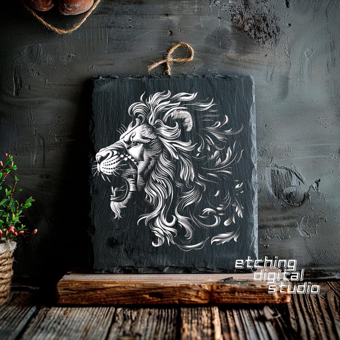 Lion Slate PNG | Slate Coasters Engraved | Slate Boards Etching | DIY ...
