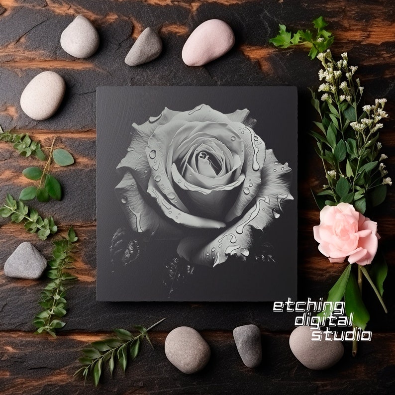 Rose PNG for CNC Laser Engrave, Laser Burn, Glowforge File, Lightburn ...