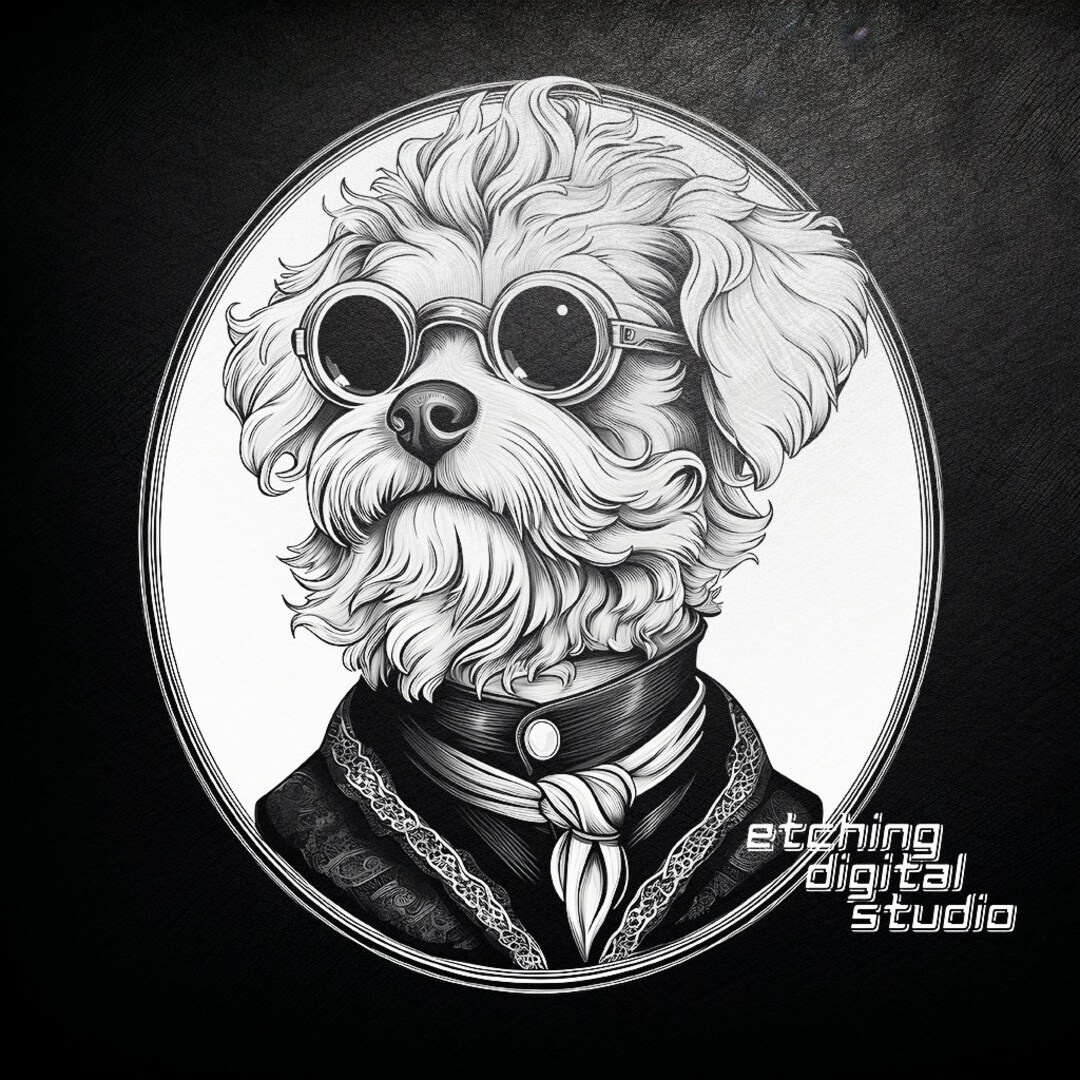 Dog With Style PNG for CNC Laser Engrave, Laser Burn, Glowforge File ...