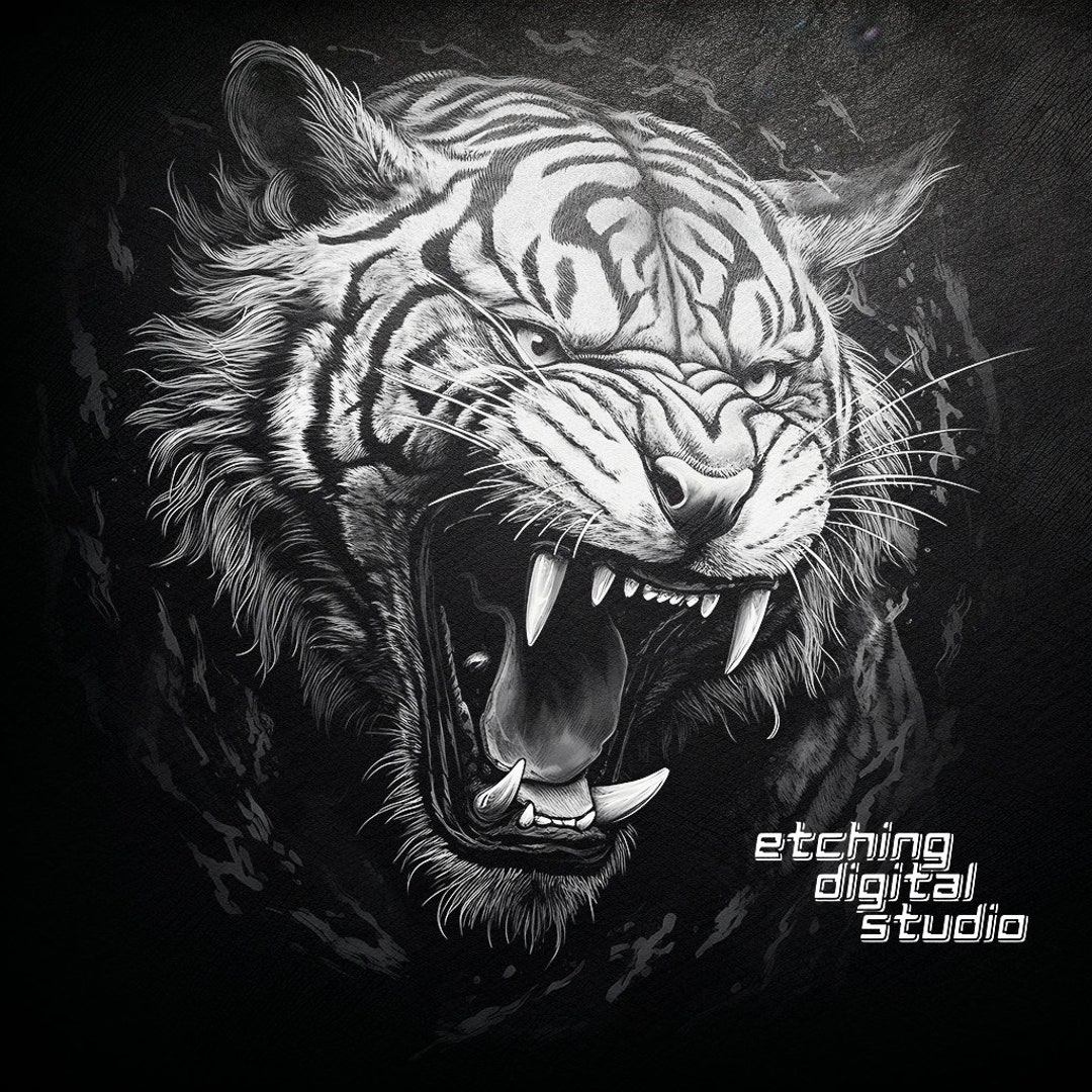 Tiger PNG for CNC Laser Engrave, Laser Burn, Glowforge File, Lightburn ...