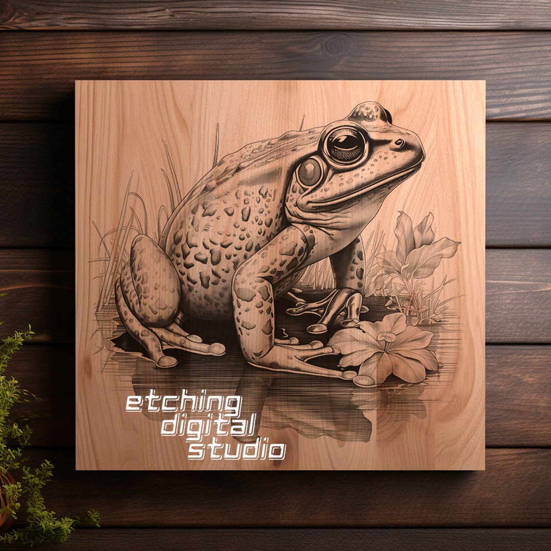 Frog PNG for CNC Laser Engrave, Laser Burn, Glowforge File, Lightburn ...