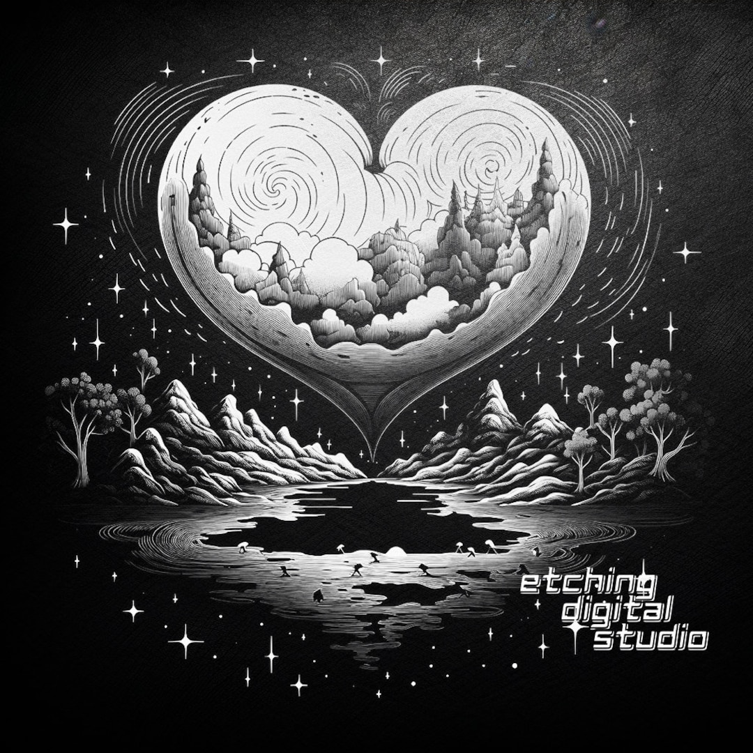 Heart Reflection PNG for CNC Laser Engrave, Laser Burn, Glowforge File ...