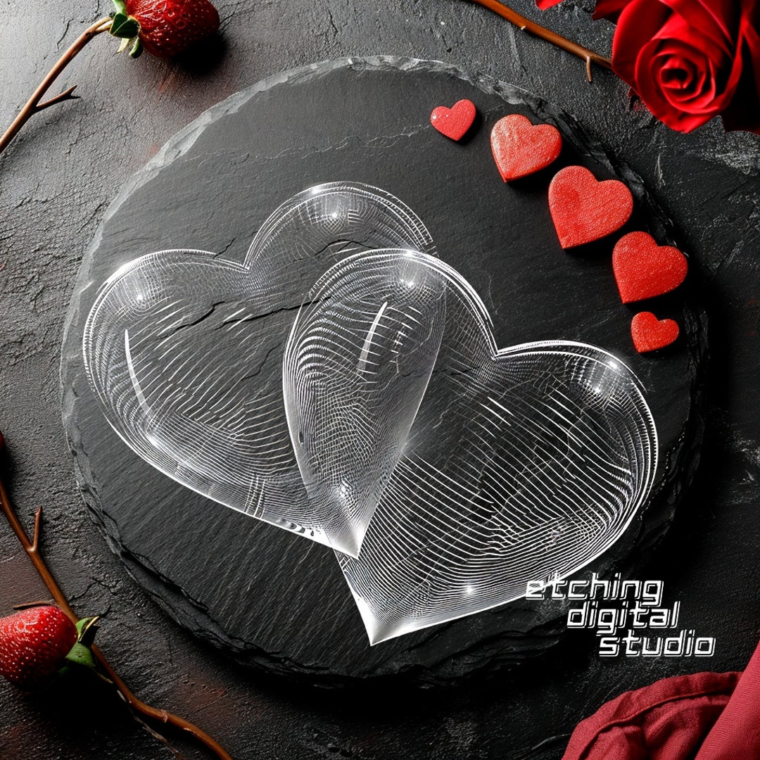 Double Heart PNG for CNC Laser Engrave, Valentine's Day, Laser Burn ...