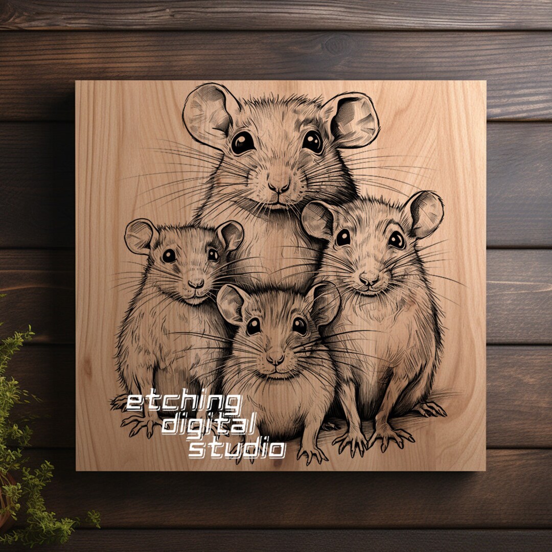 Rat Family PNG for CNC Laser Engrave, Laser Burn, Glowforge File ...