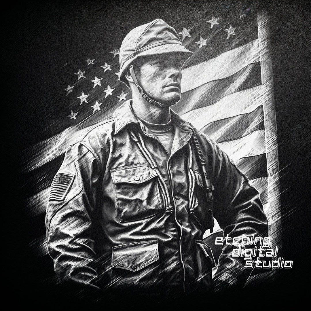 Soldier American PNG for CNC Laser Engrave, Laser Burn, Glowforge ...