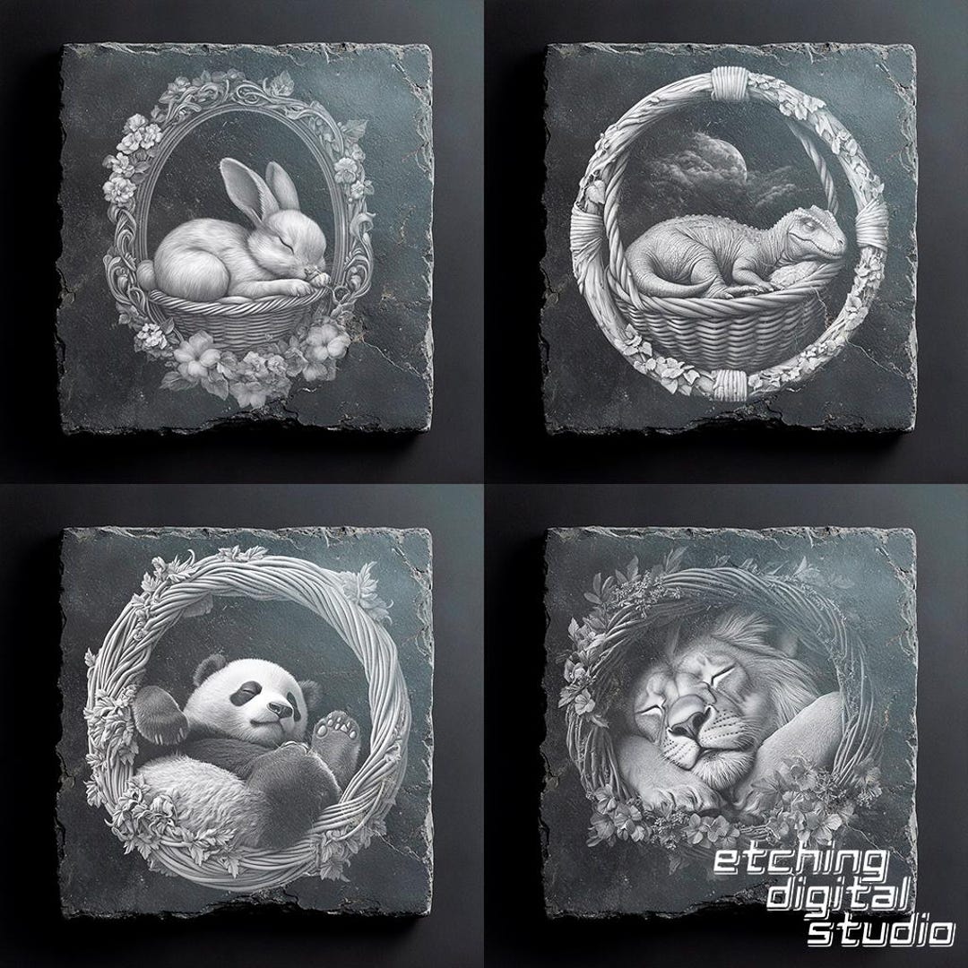 4 Cute Animals PNG for CNC Laser Engrave, Laser Burn, Christmas ...