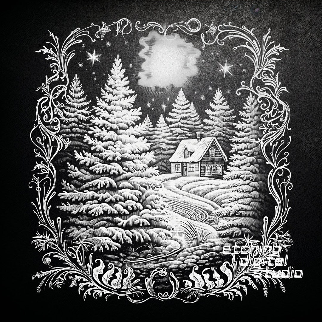 Christmas Village PNG for CNC Laser Engrave, Laser Burn, Stree Xmas ...