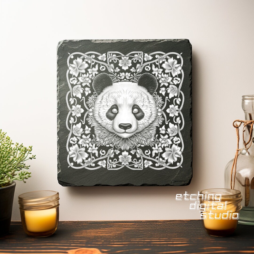 Panda PNG for CNC Laser Engrave, Laser Burn, Glowforge File, Lightburn ...