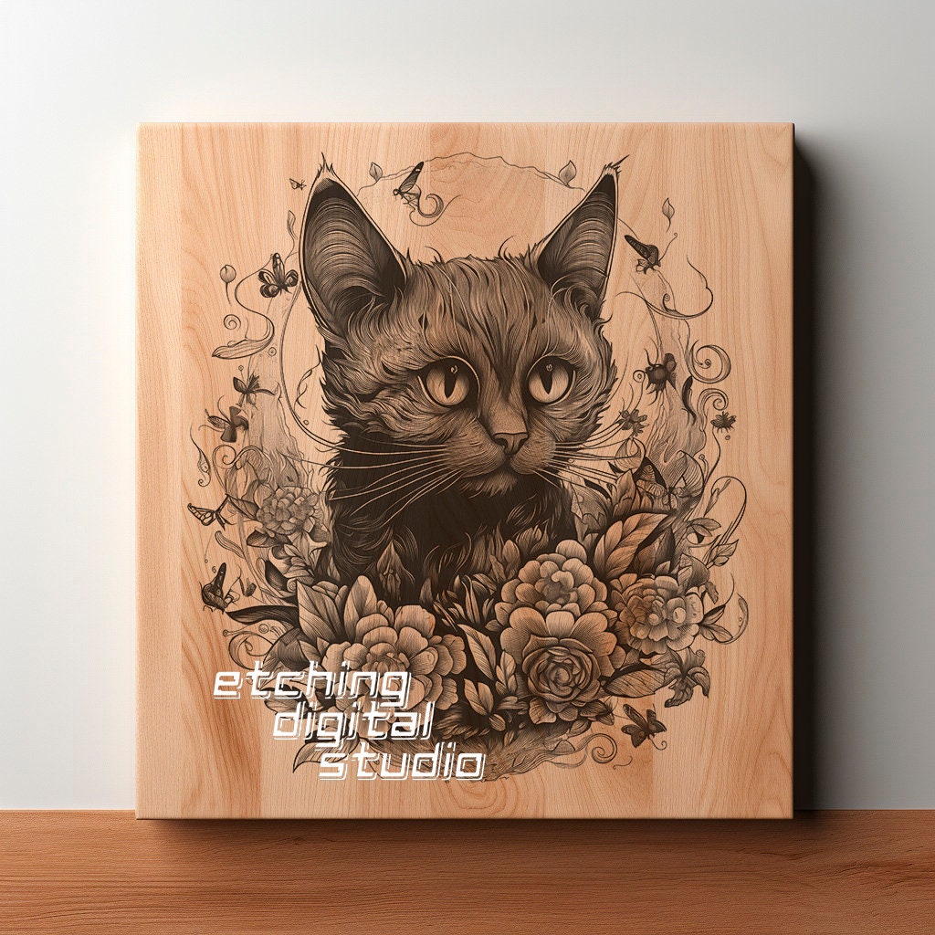 Witch Cat PNG for CNC Laser Engrave Laser Burn Glowforge - Etsy