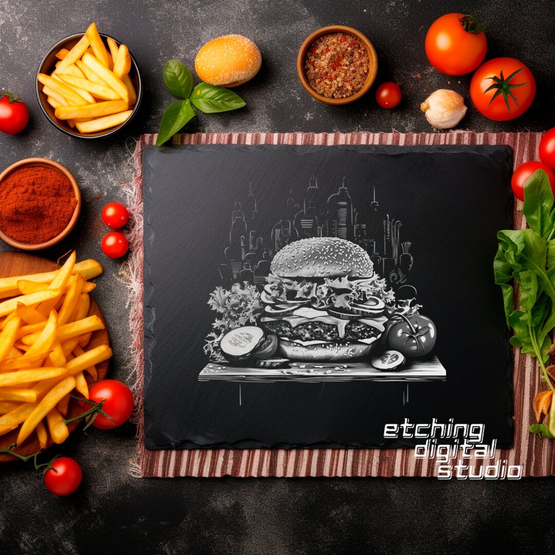 Burger PNG for CNC Laser Engrave, Laser Burn, Glowforge, Charcuterie ...