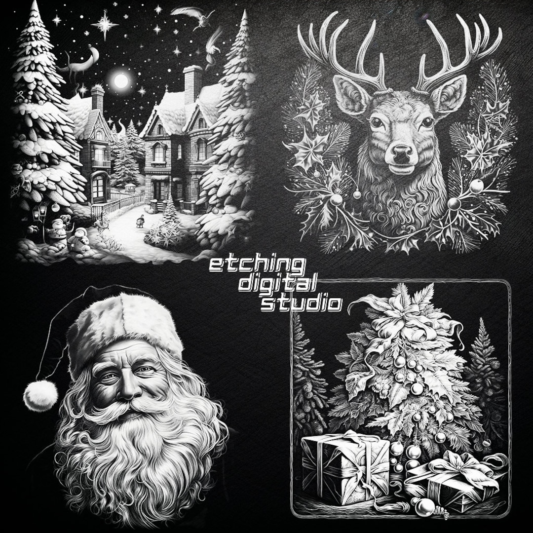 4 Bundle Christmas Time PNG for CNC Laser Engrave, Laser Burn ...