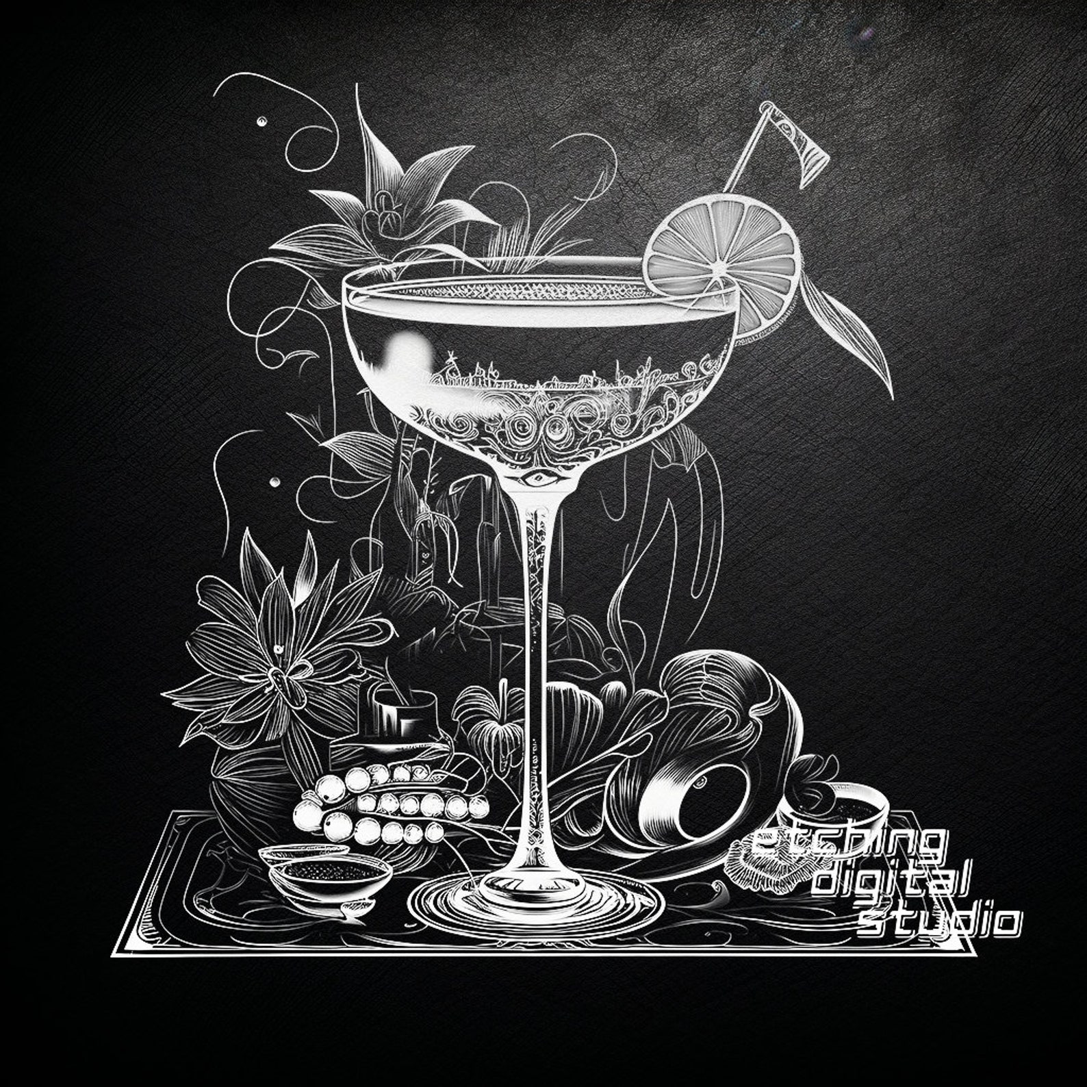 Cocktail Drink PNG for CNC Laser Engrave, Laser Burn, Glowforge ...