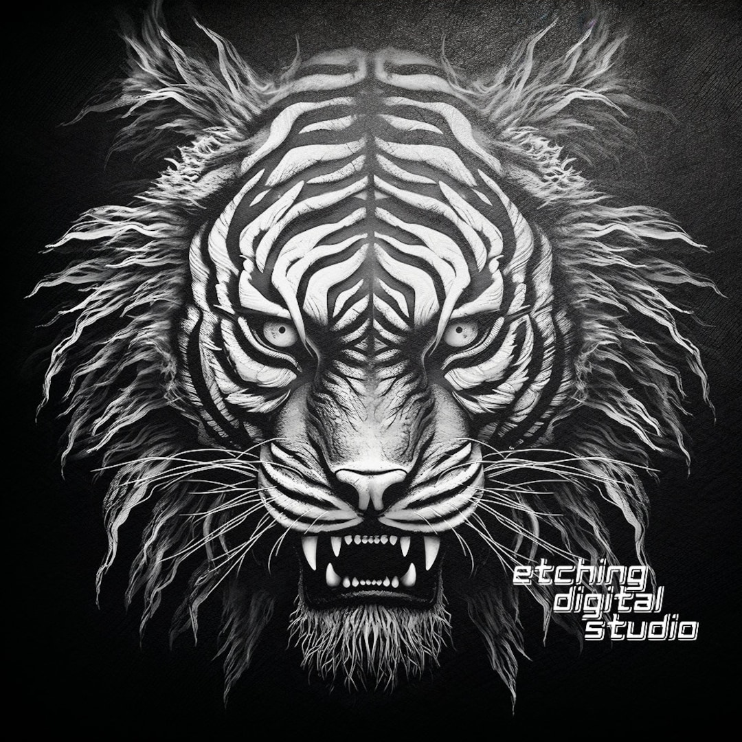 Ancient Tiger PNG for CNC Laser Engrave, Laser Burn, Glowforge File ...