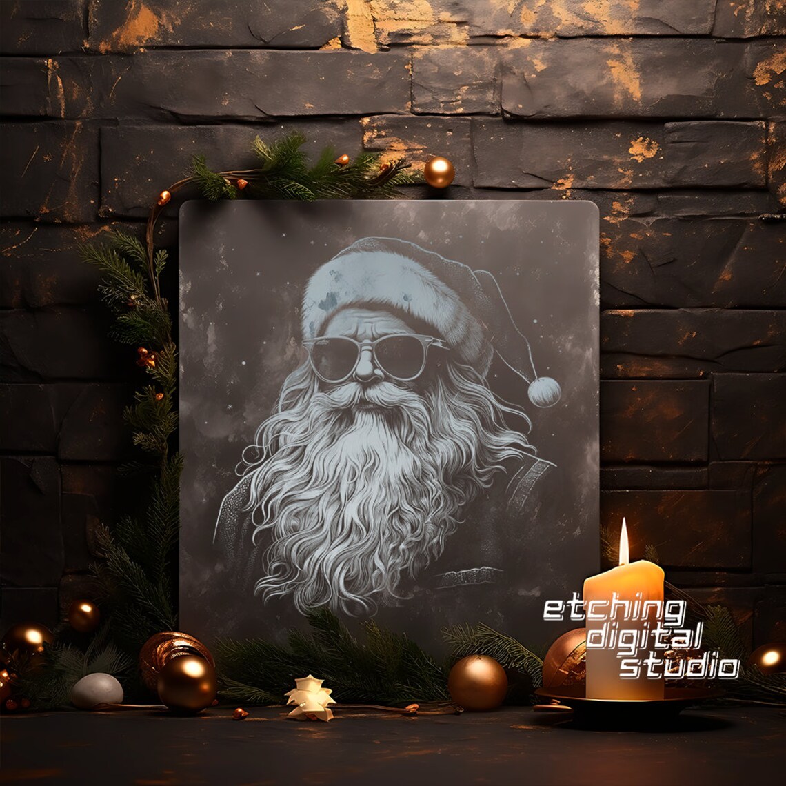Cool Santa Claus PNG for CNC Laser Engrave, Laser Burn, Glowforge File ...