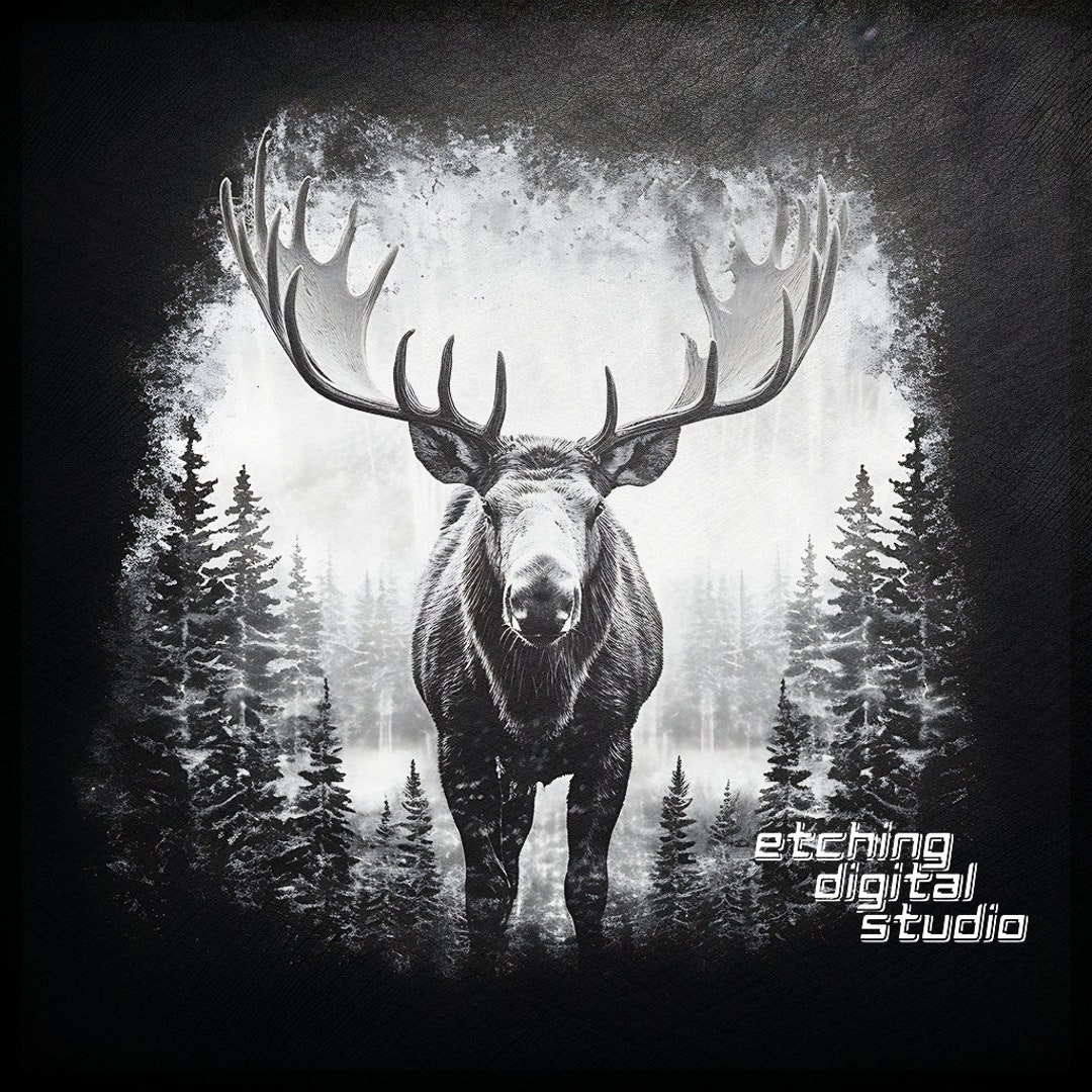 Moose Mountain PNG for CNC Laser Engrave, Laser Burn, Glowforge File ...