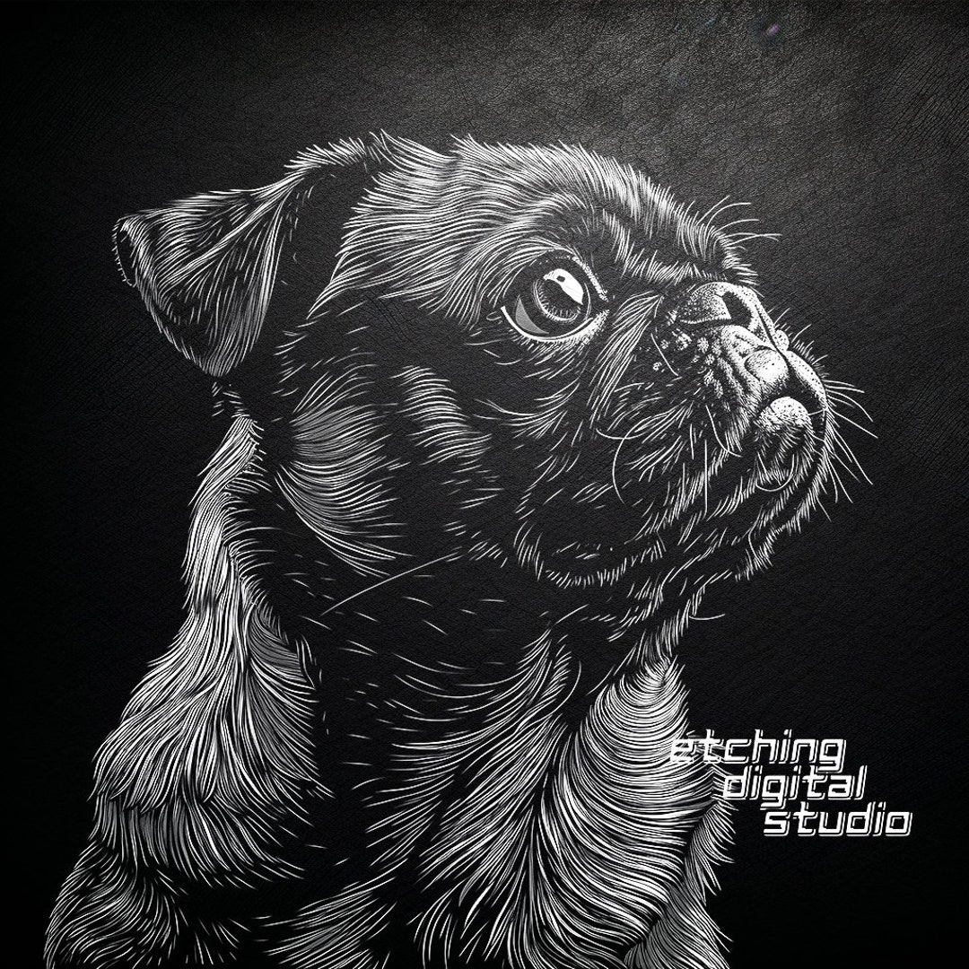 Pug Dog Breed, Laser Engraving PNG File, Slate Coaster Engraved, Dog ...