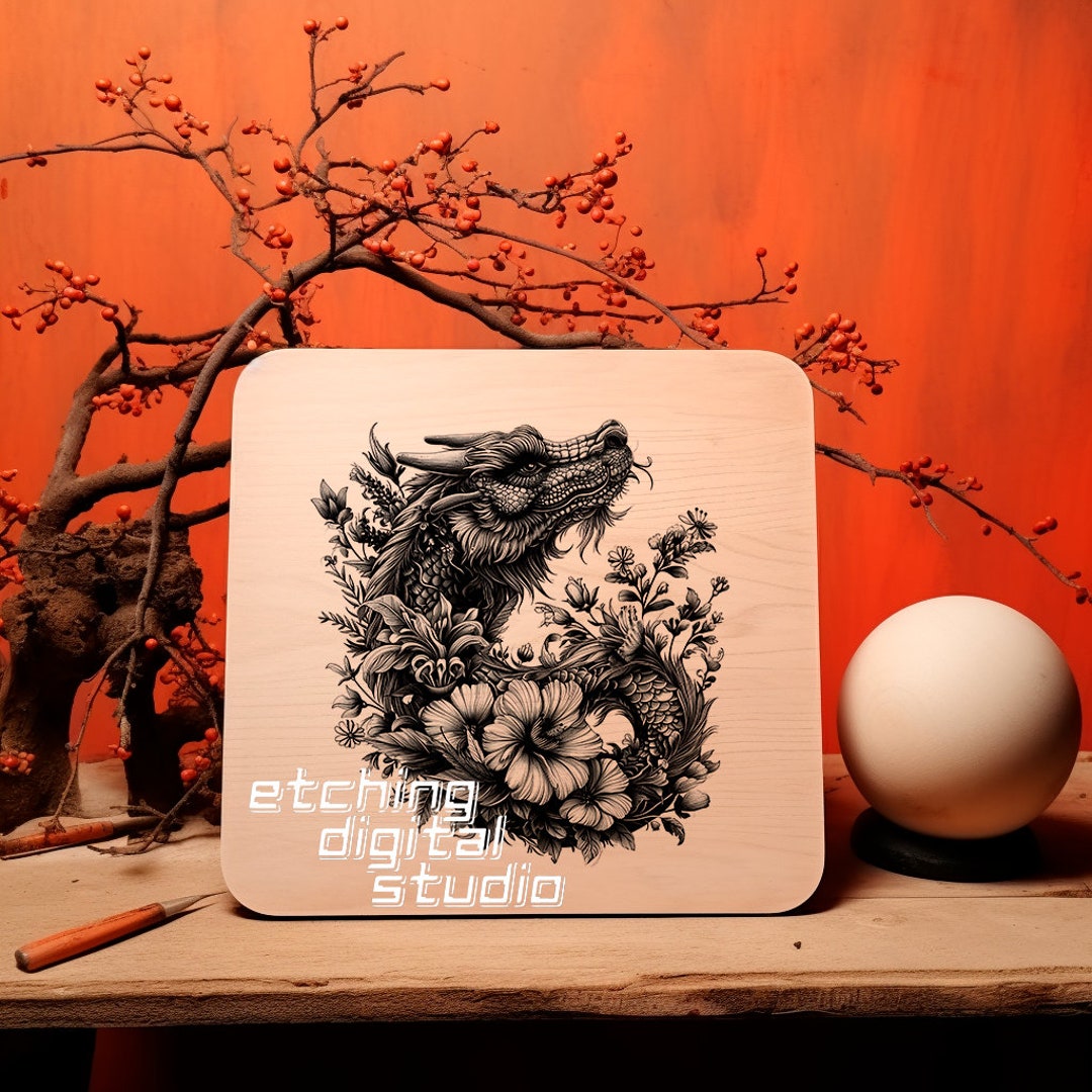 Dragon PNG for CNC Laser Engrave, Laser Burn, Glowforge File, Lightburn ...