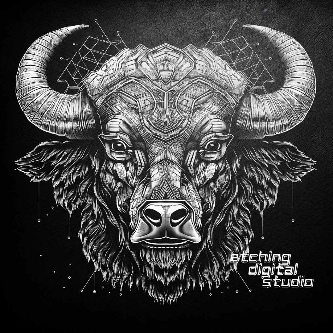 Bison PNG for CNC Laser Engrave, Laser Burn, Glowforge File, Lightburn ...