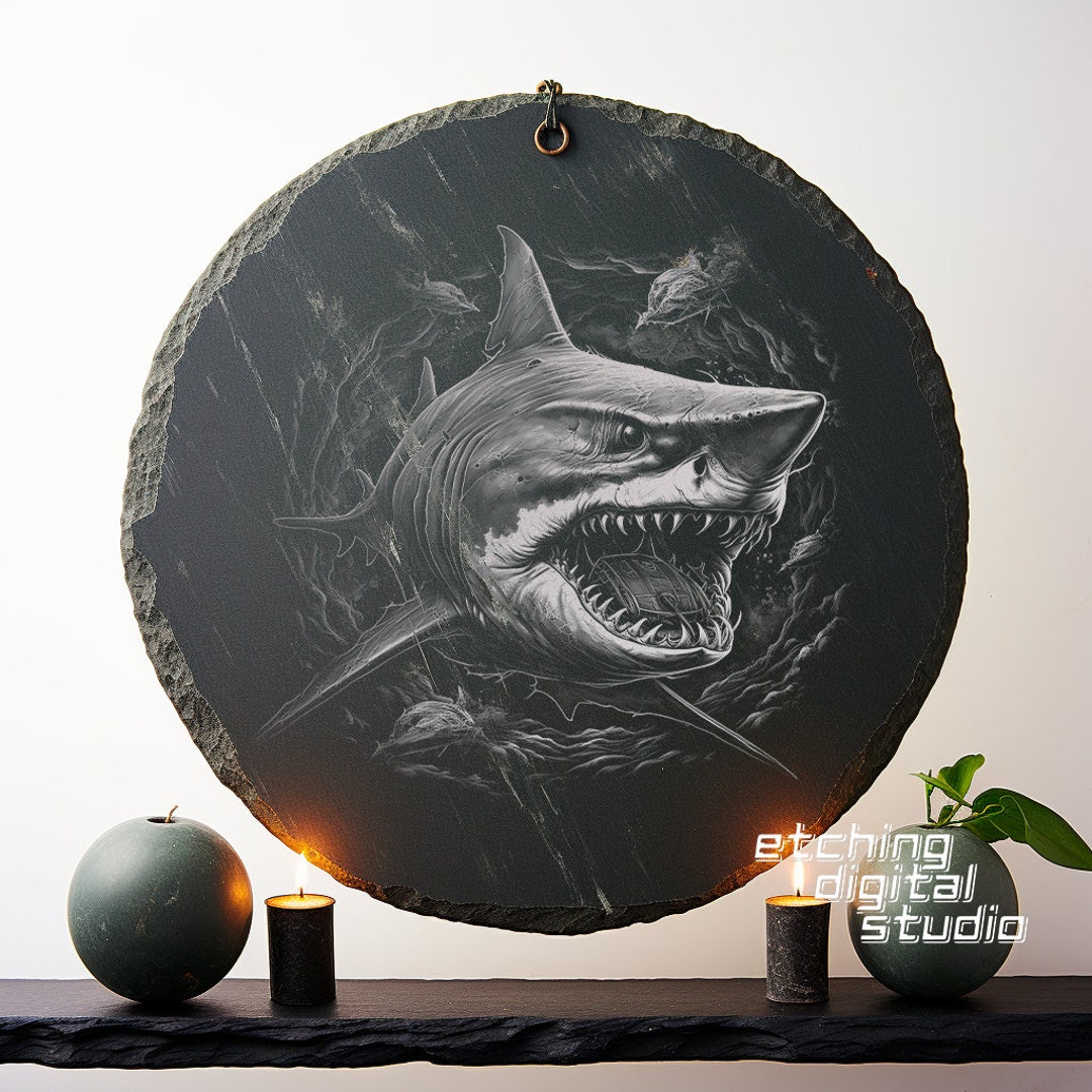 Shark PNG Slate PNG | Slate Coasters Engraved | Slate Boards Etching ...