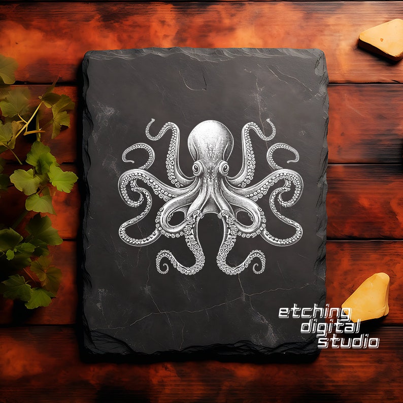 Octopus Slate PNG | Slate Coasters Engraved | Slate Boards Etching ...