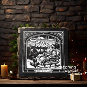 Sled Santa PNG for CNC Laser Engrave, Laser Burn, Glowforge File ...