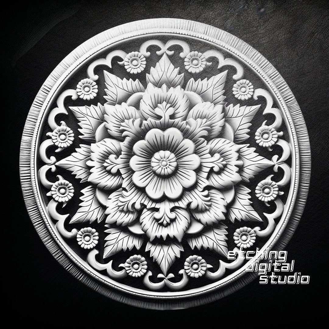 Mandala PNG for CNC Laser Engrave, Laser Burn, Flower Pattern ...
