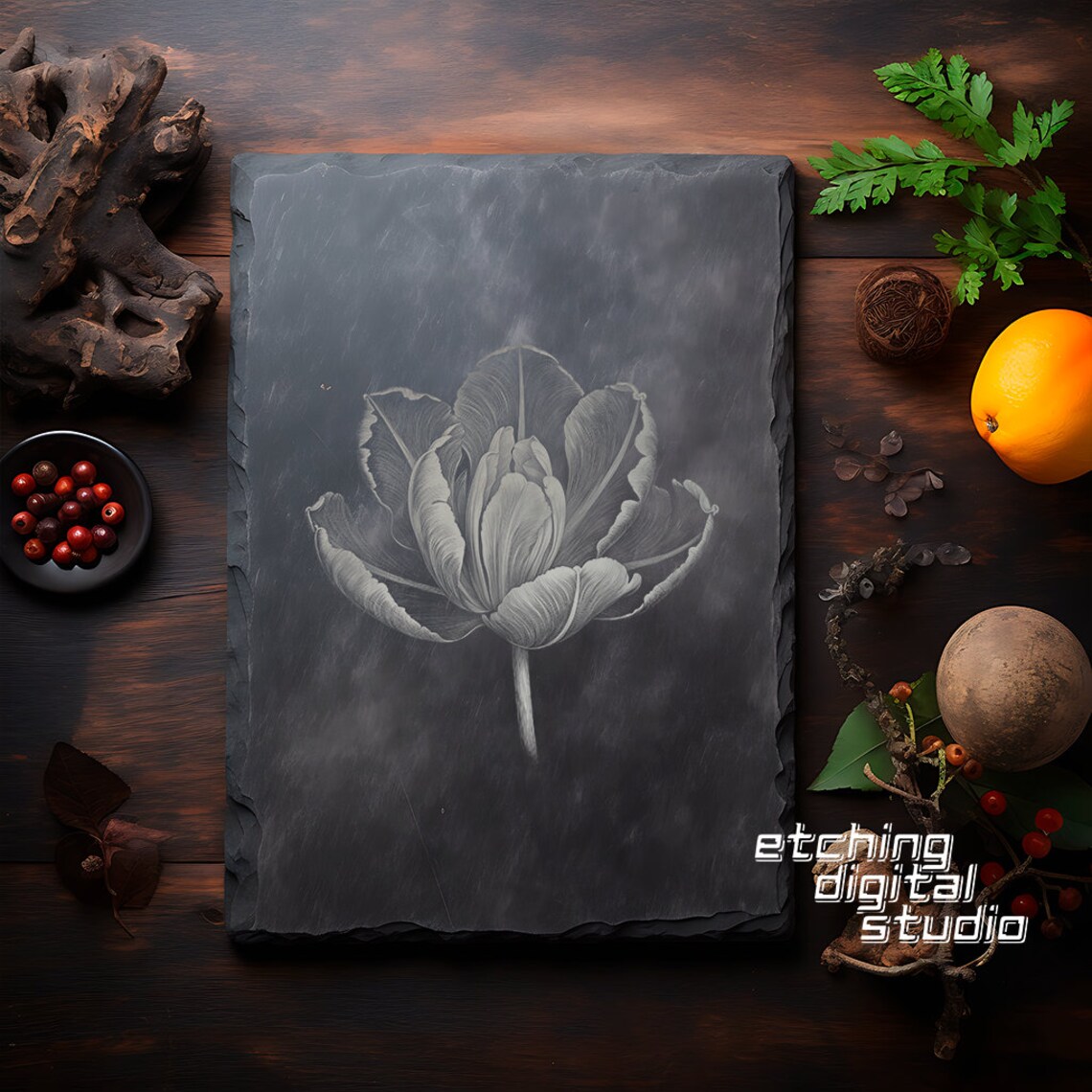 Tulip Flower PNG for CNC Laser Engrave, Laser Burn, Glowforge File ...