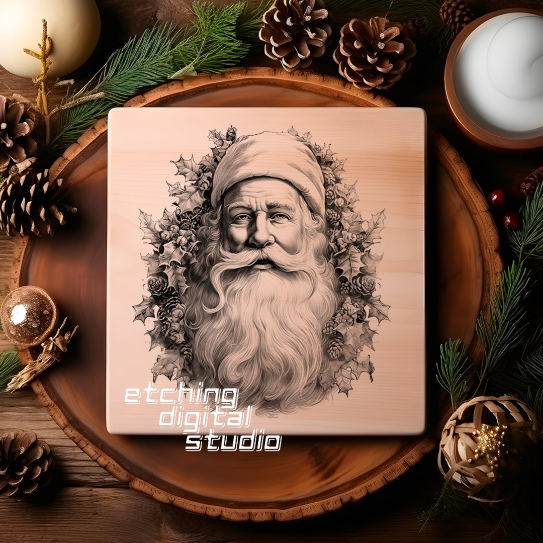 Santa Claus PNG for CNC Laser Engrave, Xmas, Laser Burn, Glowforge File ...