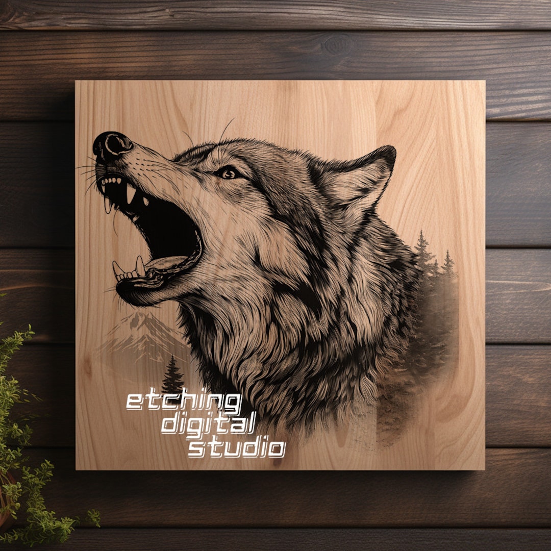 Wolf PNG for CNC Laser Engrave, Laser Burn, Glowforge File, Lightburn ...