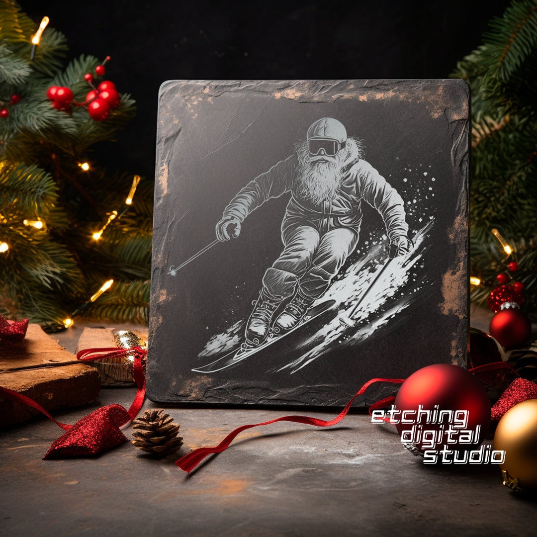 Santa Ski Snow PNG for CNC Laser Engrave, Laser Burn, Glowforge File ...