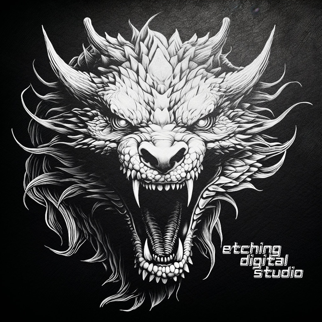 Dragon PNG for CNC Laser Engrave, Laser Burn, Glowforge File, Lightburn ...