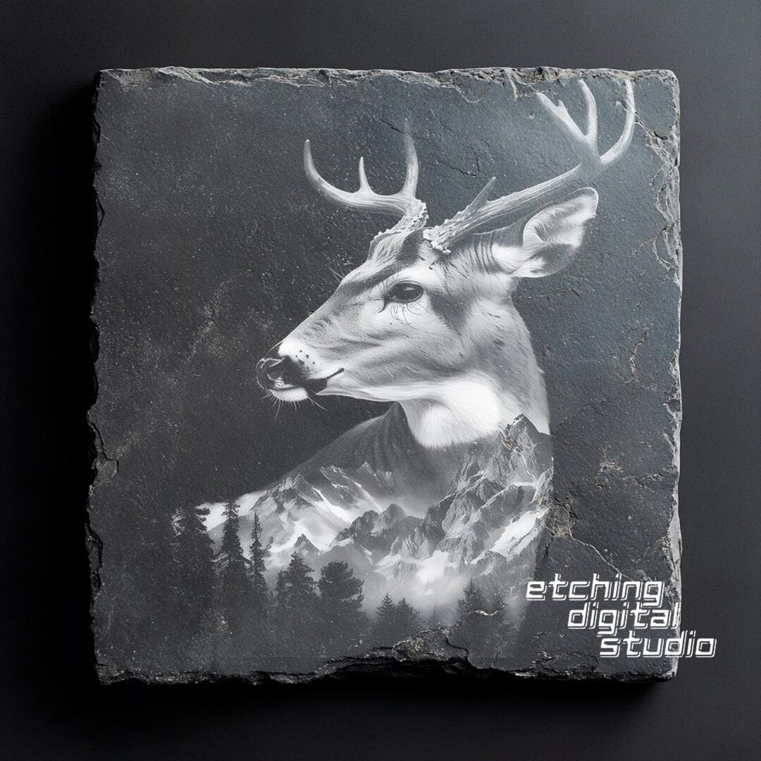 Deer Slate PNG | Slate Coasters Engraved | Slate Boards Etching | DIY ...