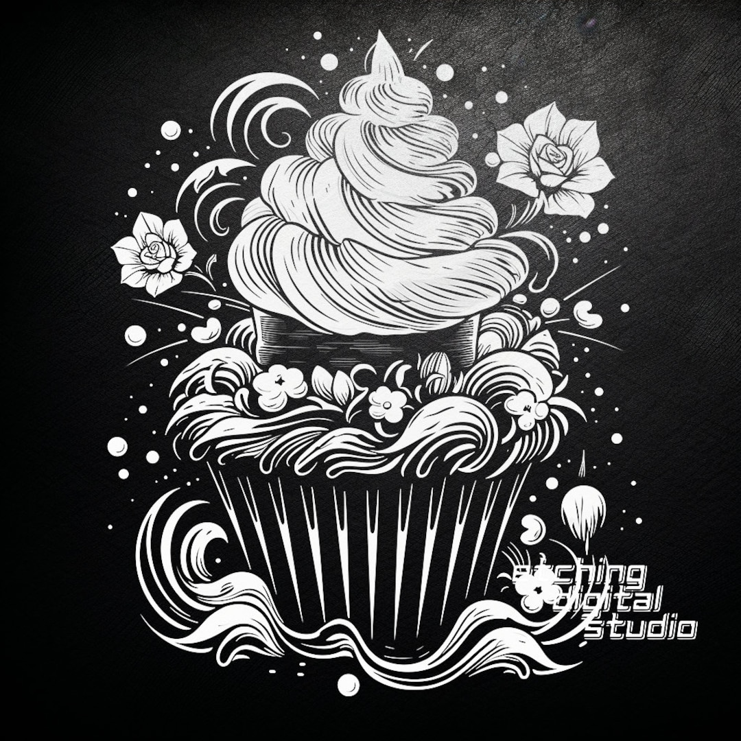 Cupcake PNG for CNC Laser Engrave, Laser Burn, Glowforge, Charcuterie ...
