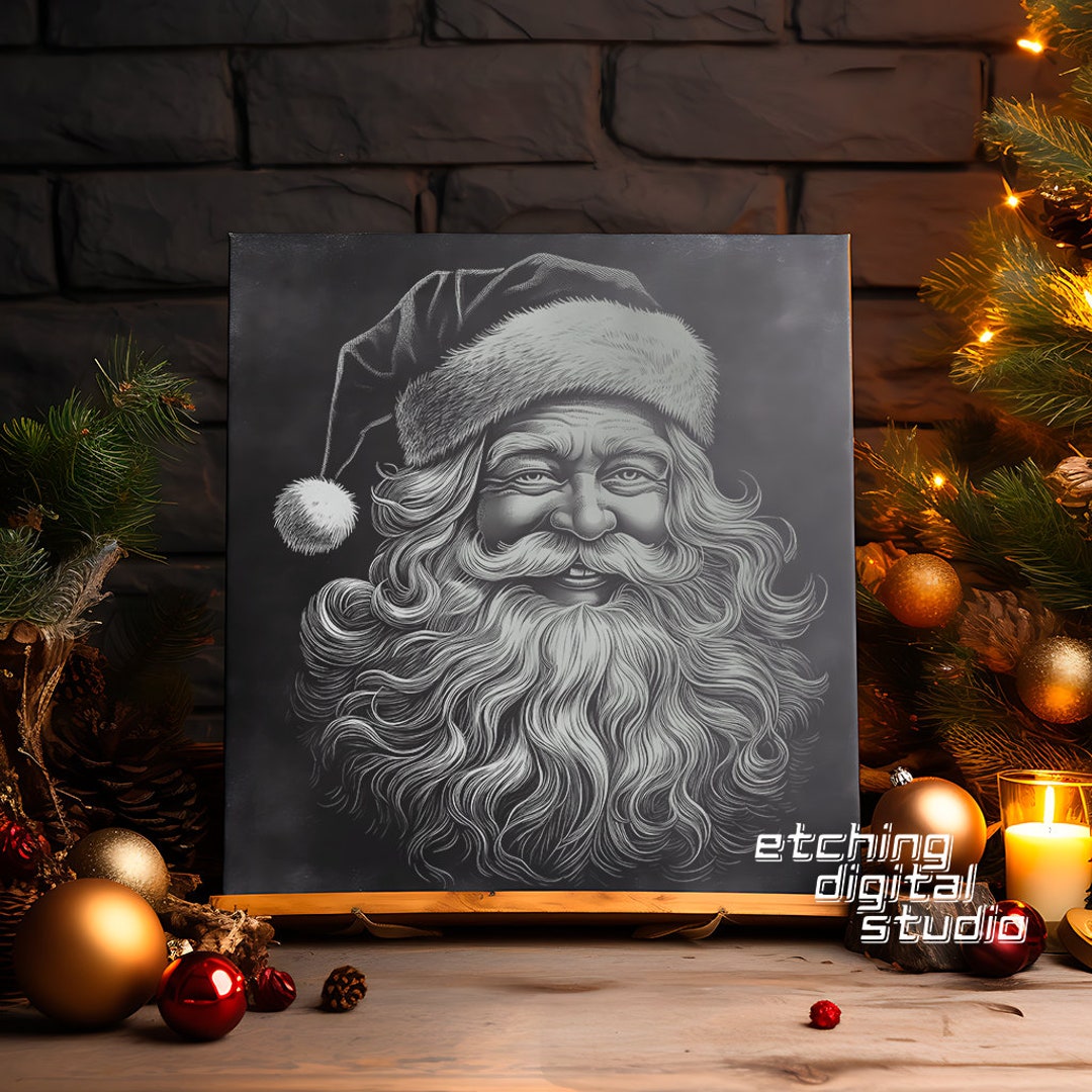 Happy Santa Claus PNG for CNC Laser Engrave, Laser Burn, Glowforge File ...