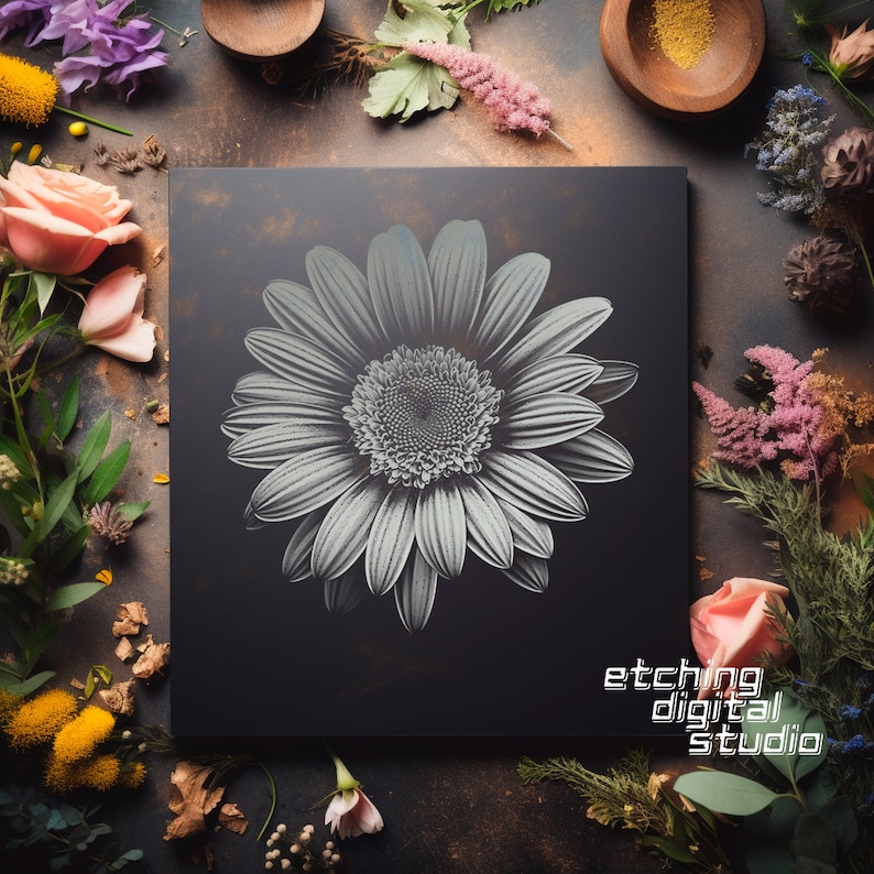 Gerbera Daisy Flower PNG for CNC Laser Engrave, Laser Burn, Glowforge ...