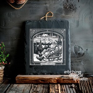 Sled Santa PNG for CNC Laser Engrave, Laser Burn, Glowforge File ...