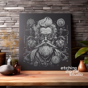 Steampunk Inventor PNG CNC Laser Engrave, Laser Burn, Glowforge File ...