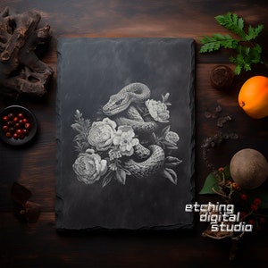 Floral Snake PNG for CNC Laser Engrave, Laser Burn, Glowforge File ...