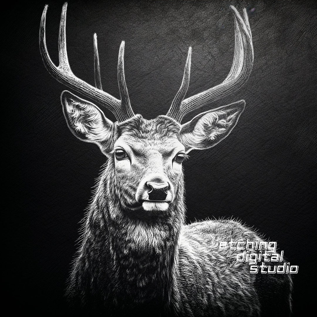 Deer PNG for CNC Laser Engrave, Laser Burn, Glowforge File, Lightburn ...
