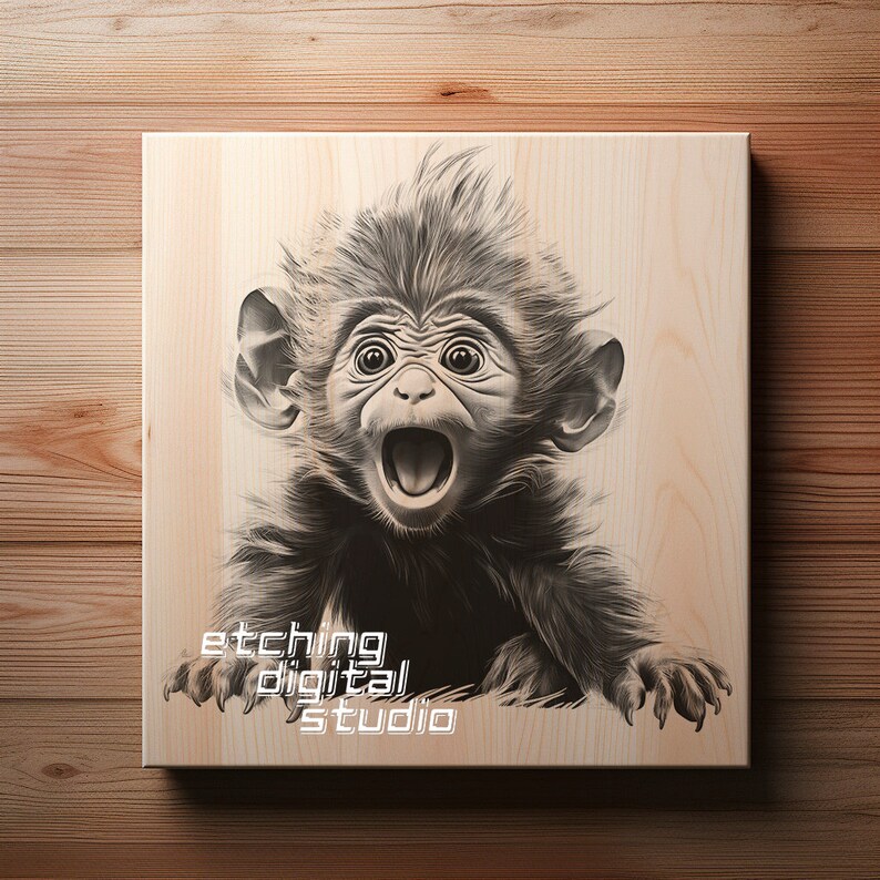 Little Monkey PNG for CNC Laser Engrave, Laser Burn, Glowforge File ...