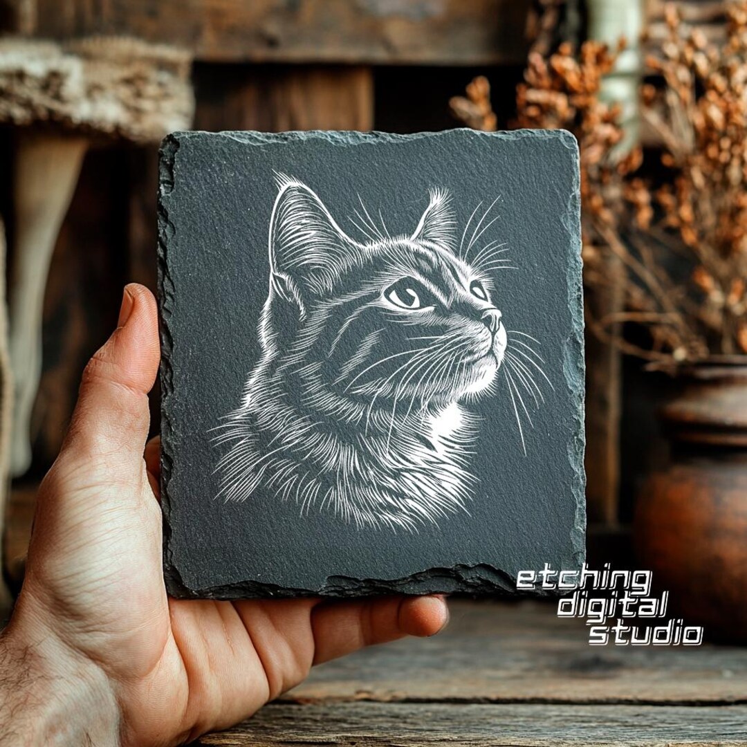 Cat Slate PNG | Slate Coasters Engraved | Slate Boards Etching | DIY ...