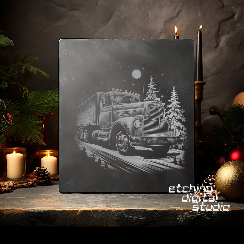 Christmas Truck PNG for CNC Laser Engrave, Laser Burn, Glowforge File ...