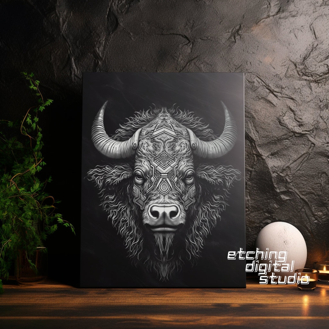 Bison PNG for CNC Laser Engrave, Laser Burn, Glowforge File, Lightburn ...