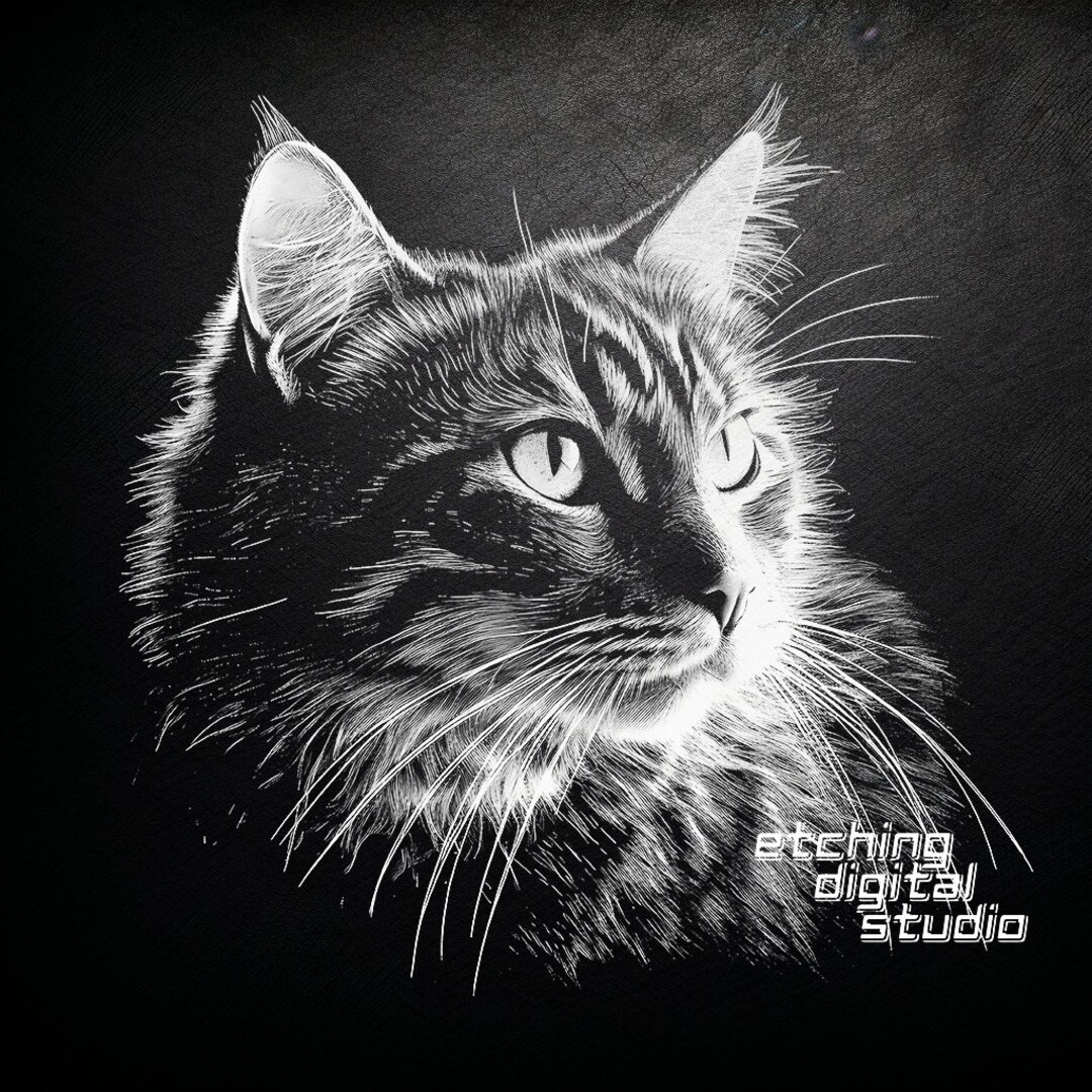 Cat PNG for CNC Laser Engrave, Laser Burn, Glowforge File, Lightburn ...