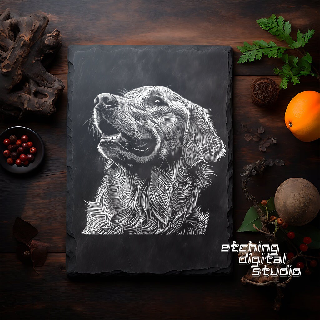 Golden Retriever Dog Slate PNG | Slate Coasters Engraved | Slate Boards ...